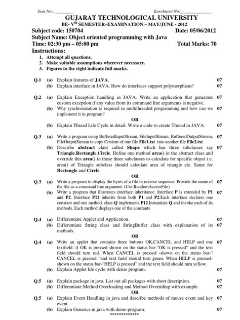 150512 150704 Object Oriented Programming With Java Pdf Java Programming Language
