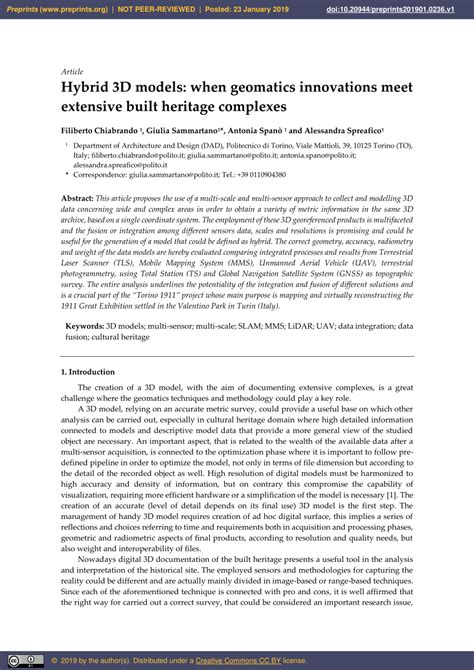 Pdf Hybrid 3d Models When Geomatics Innovations Meet Extensive Built Heritage Complexes