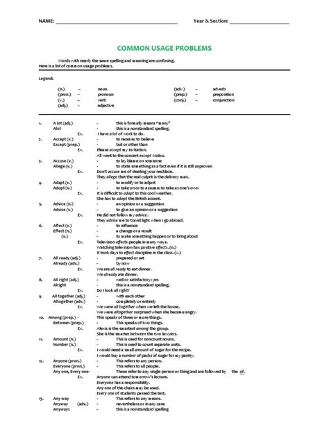 Common Usage Problems A Guide To Difficult Word Pairs Pdf Adjective Linguistics