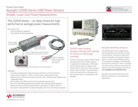 U Series USB Power Sensors PDF Asset Page Keysight