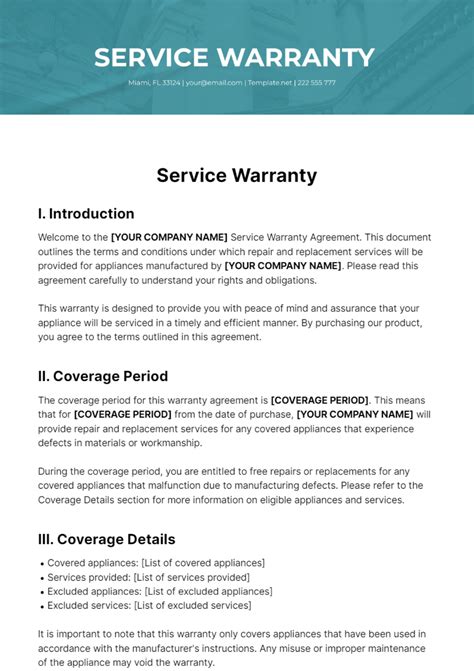 Free Warranty Templates Edit Online And Download