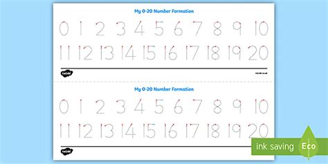 Number Formation Tracing Strips 0 20 Teacher Made Twinkl