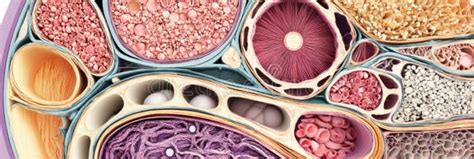 Illustration Of Stylized Anatomical Cross Section Displaying Various Tissue Types And Structures