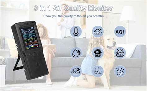 9 In 1 Air Quality Monitor Formaldehyde Detector Indoor Temperature And Humidity Meter
