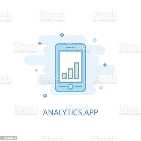 분석 앱 라인 트렌디 아이콘 간단한 선 컬러 일러스트 회계 세트에서 분석 응용 프로그램 기호 평면 디자인 Ui Ux에 사용할 수 있습니다 0명에 대한 스톡 벡터 아트 및
