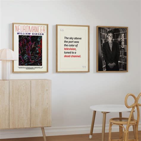 William Gibsons Neuromancer Book Cover Quote Portrait Poster Set Of 3