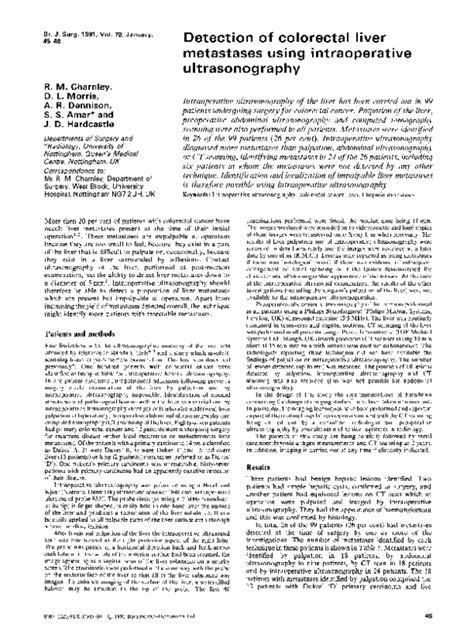 Pdf Detection Of Colorectal Liver Metastases Using Intraoperative
