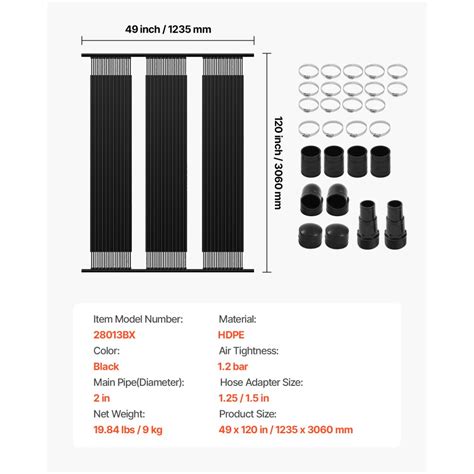 Vevor Solar Pool Heater 1235 X 3100 Mm Hdpe Pool Heating System