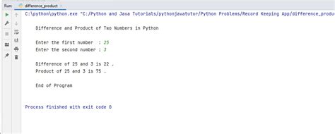 difference and product of two numbers in python free computer programming source codes to all