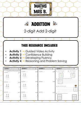 Column Addition 2 Digit Add 2 Digit Maths With Mrs B Teaching Resources