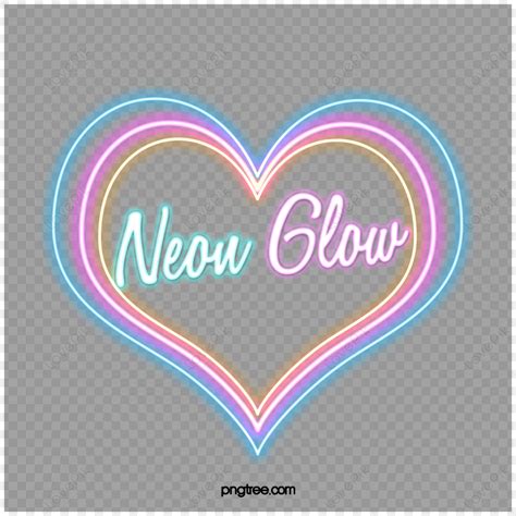 컬러 하트 일러스트 네온사인 효과장식초대축하 Png 일러스트 무료 다운로드 Lovepik