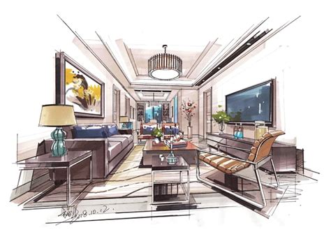 室内设计手绘客厅空间马克笔上色02 5 施平手绘 来自小红书网页版 花瓣网