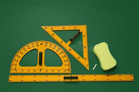 Protractor Triangle Ruler And Sponge On Green Chalkboard Flat Lay Stock Image Image Of Protractor Triangle Ruler And Sponge On Green Chalkboard Flat Lay Stock Image Image Of