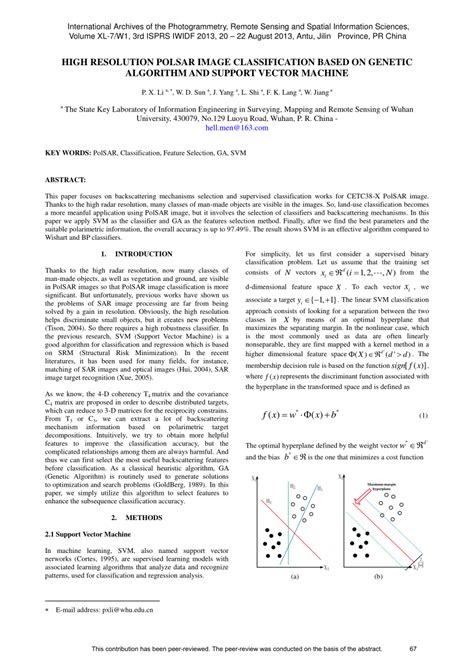 Pdf High Resolution Polsar Image Classification Based On Genetic Algorithm And Support Vector