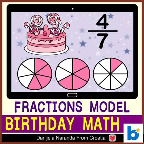 Identifying Fraction Model Birthday Math Boom ™ Cards Tpt