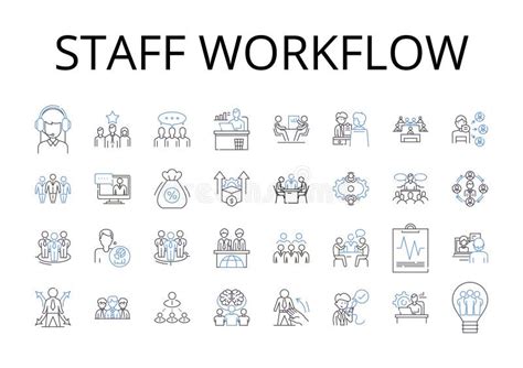 Staff Workflow Line Icons Collection Employee Productivity Resource Management Workplace