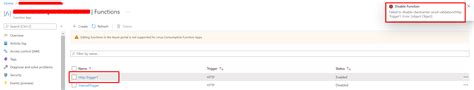 Cannot Disableenable Hyphen Named Azure Functions In Azure Portal