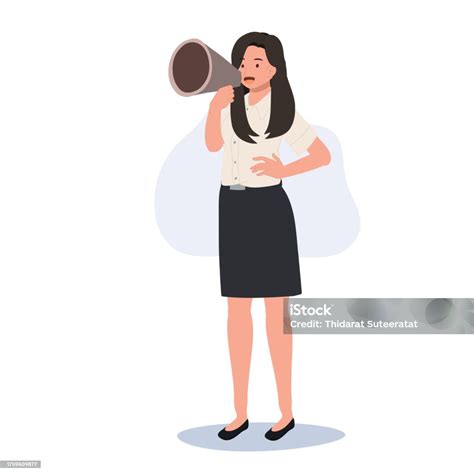 확성기를 든 교복을 입은 태국 대학생 제복을 입은 대학생이 확성기로 외치고 있다 교육에 대한 스톡 벡터 아트 및 기타 이미지 교육 대학교 대학생 Istock