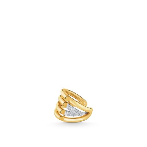 Lv Volt Upside Down Ring Yellow Gold White Gold And Diamonds Women