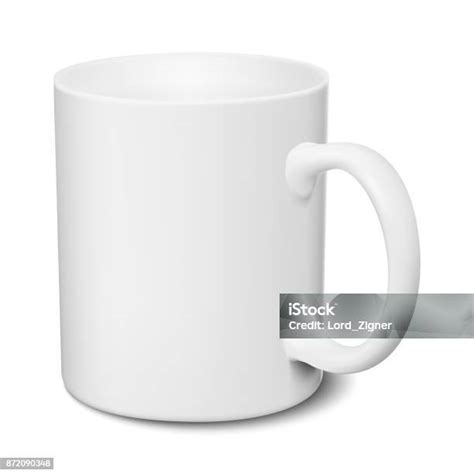 하얀 찻잔 현실적인 3d 이랑 흰색 배경 벡터 일러스트 레이 션에 3차원 형태에 대한 스톡 벡터 아트 및 기타 이미지 3차원 형태 그라데이션 그릇 Istock