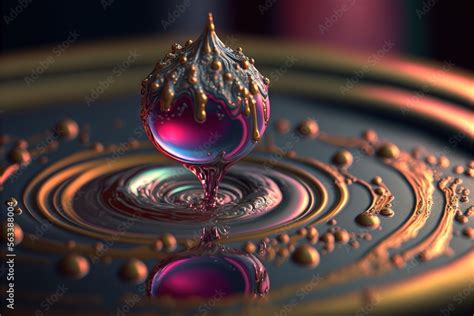 A Liquid Droplet Is Shown In A Circular Pattern With A Droplet Of Liquid On The Bottom Of The