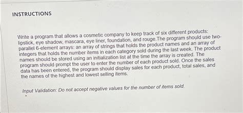 Solved Instructionswrite A Program That Allows A Cosmetic