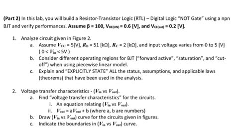 Solved V Cc Figure 2 Resistor Transistor Logic Not Gate