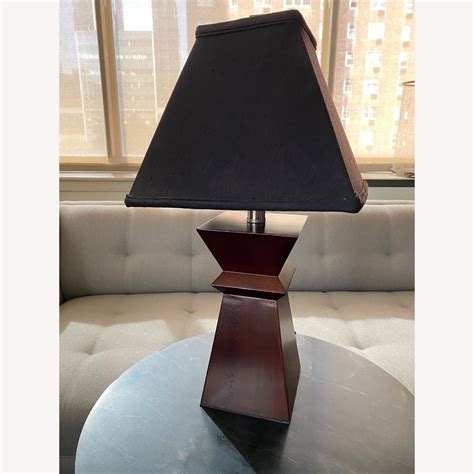 Pottery Barn Wood Lamp With Custom Shade Aptdeco