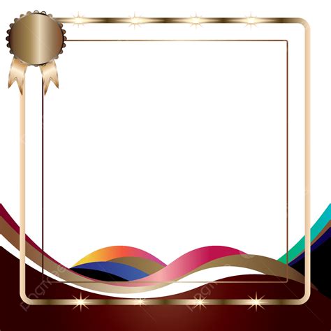 투명 한 배경에 소셜 미디어 웹 사이트 텍스트 프레임 테두리 또는 인증서를 위해 설계된 다채로운 물결 모양의 리본 및 황금 활 벡터 일러스트 레이 션 화려한 물결 모양의