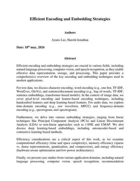 pdf efficient encoding and embedding strategies