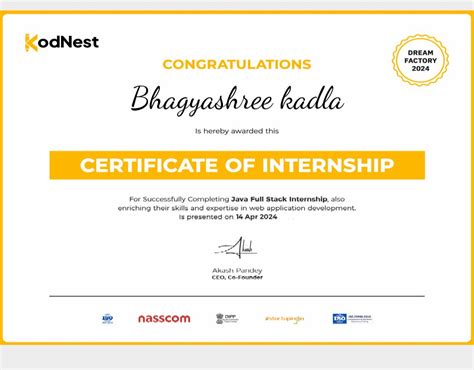 Bhagyashree Kadla On Linkedin Happy To Share My Java Full Stack Internship Certificate Thank