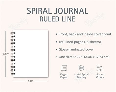 Spiral Journal Size Chart And Key Features Ruled Line Spiral Journal Size Chart Printify