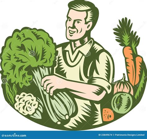 овощи зеленого Grocer хуторянина органические ретро Иллюстрация вектора