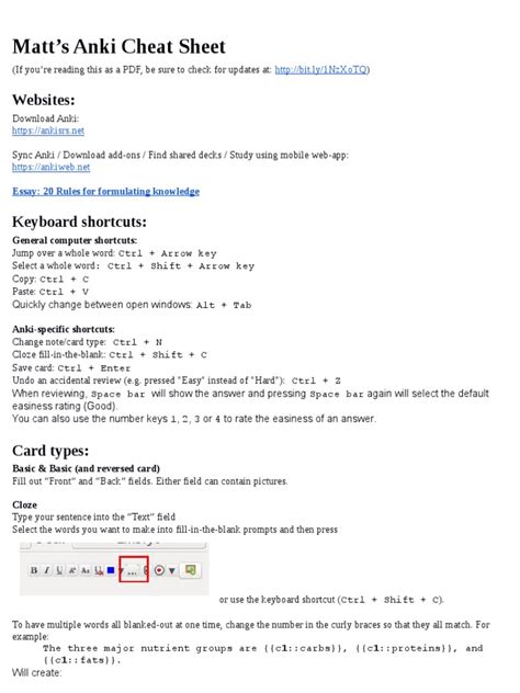 Anki Cheat Sheet Download Free Pdf Control Key Computer Keyboard