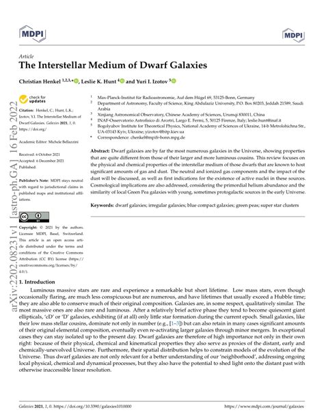 Pdf The Interstellar Medium Of Dwarf Galaxies