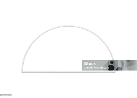 White Semicircle Protractor Glossy Geometric Frame Minimalist Basic Foundation 3d Element Vector