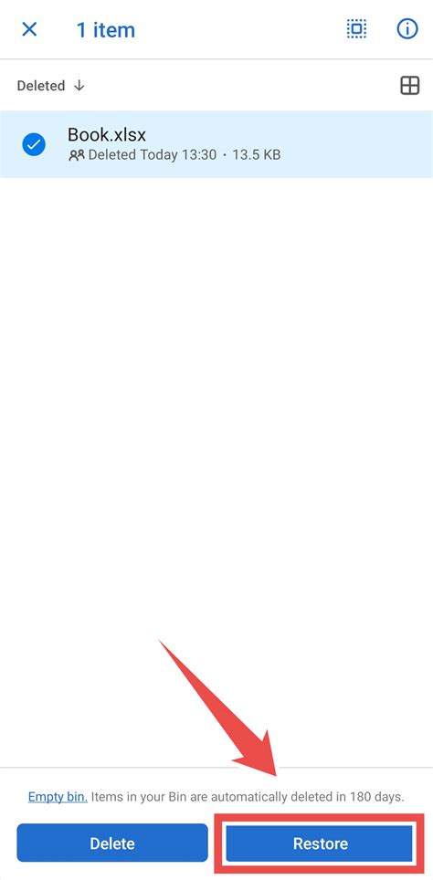 Възстановяване на файлове в Mobidrive в Android Mobisystems