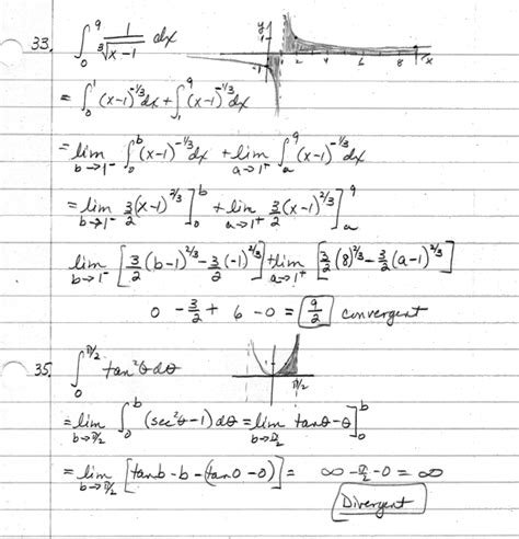 Calculus Homework Problems Improper Integrals