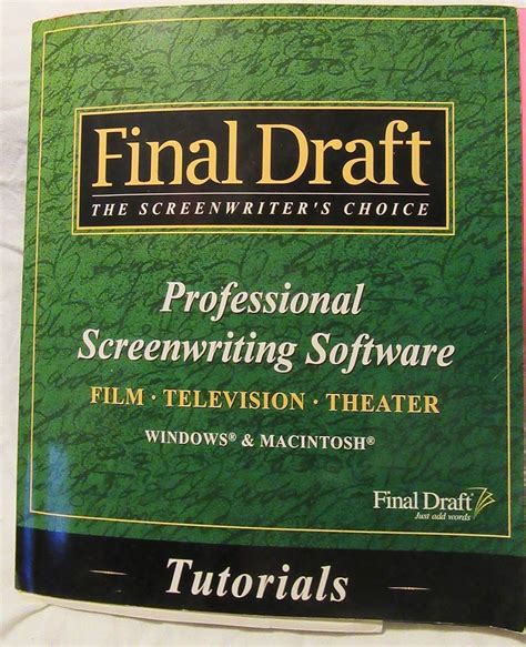 Final Draft Professional Screenwriting Software Users Manual Editor