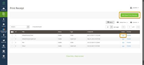 Print Receipt Kensium Products Documentation