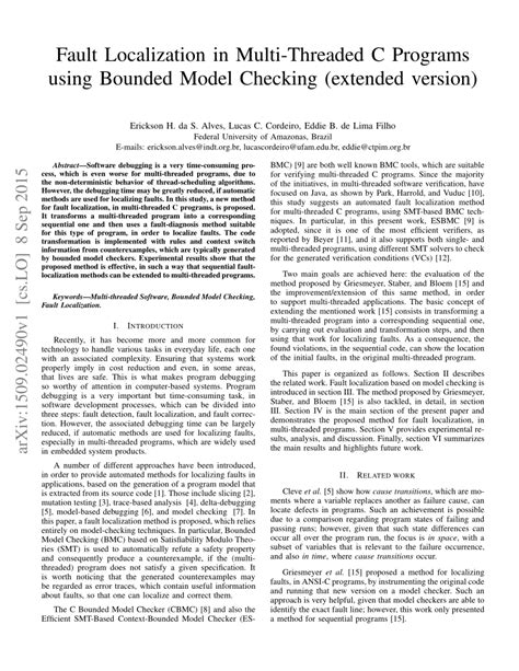 pdf fault localization in multi threaded c programs using bounded