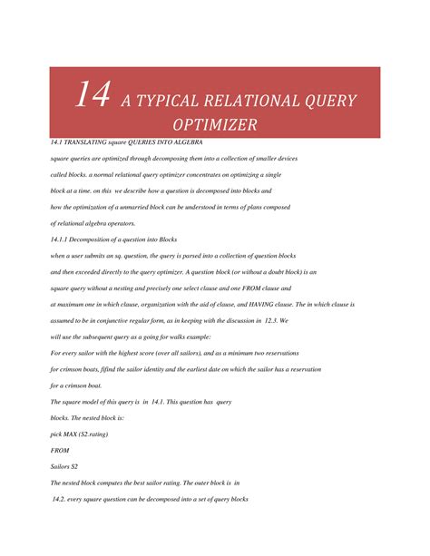 14 A Typical Relational Query Optimizer 14 A Typical Relational Query