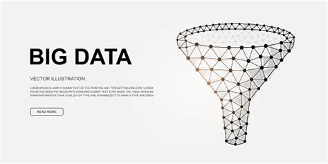 깔때기 방문 페이지 템플릿에 대한 3d 낮은 폴리 기호 데이터 필터 디자인 그림 홈페이지 디자인을 위한 다각형 빅데이터 일러스트레이션 Adv Page 3차원 형태에 대한