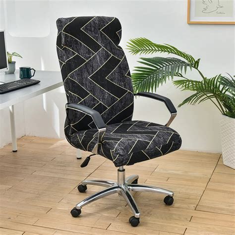 Stretch Office Chair Cover With Arms Floral Printed Computer Rotating