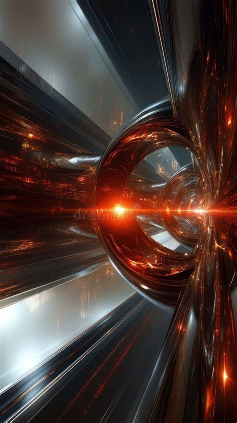 A Futuristic Abstract Design Featuring Metallic Structures And Glowing Elements Stock