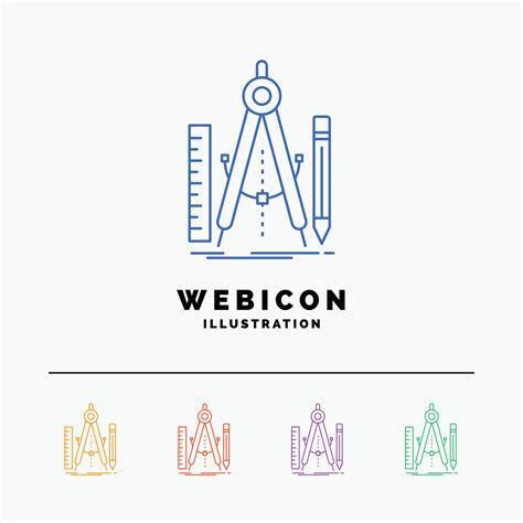 Build Design Geometry Math Tool 5 Color Line Web Icon Template Isolated On White Vector