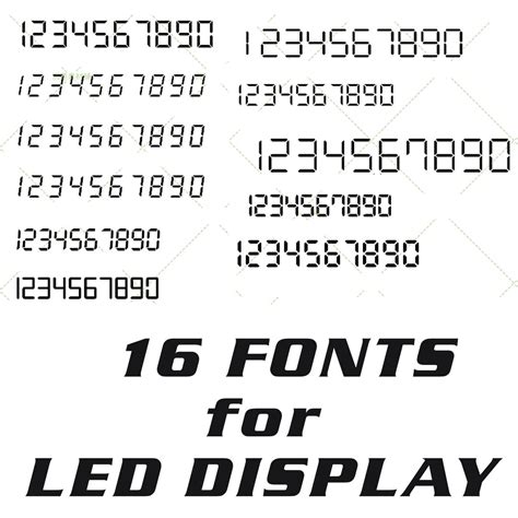 LED Display Fonts Bundles For Number Special Purpose Digital Number Fonts On Documents ID