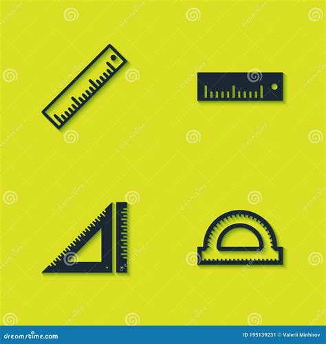 Set Ruler Protractor Grid Triangular Ruler And Icon Vector Stock Vector Illustration Of
