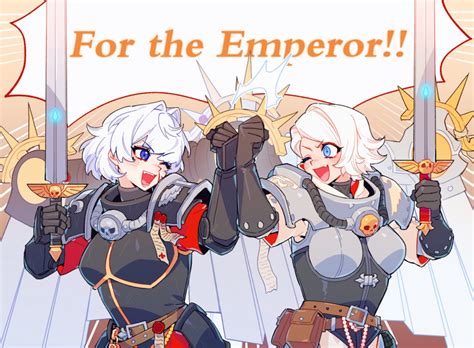 Safebooru 2girls Adepta Sororitas Armor Backpack Bag Belt Blue Eyes