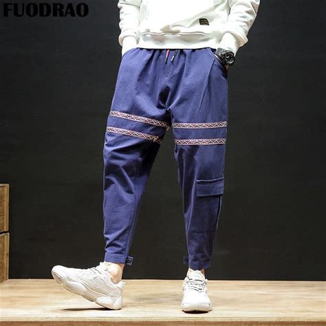 Fuodrao 하라주쿠 하렘 팬츠 남성 조깅 캐주얼 바지 힙합 streetwear 일본 운동복 남성 바지 플러스 사이즈 xl k 하렘 팬츠 AliExpress